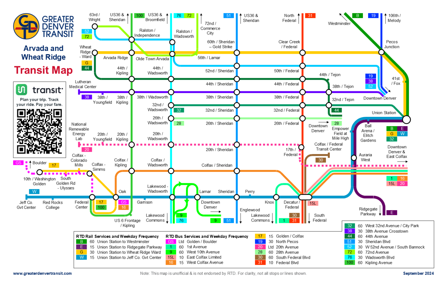 Arvada & Wheat Ridge Transit Map - Greater Denver Transit