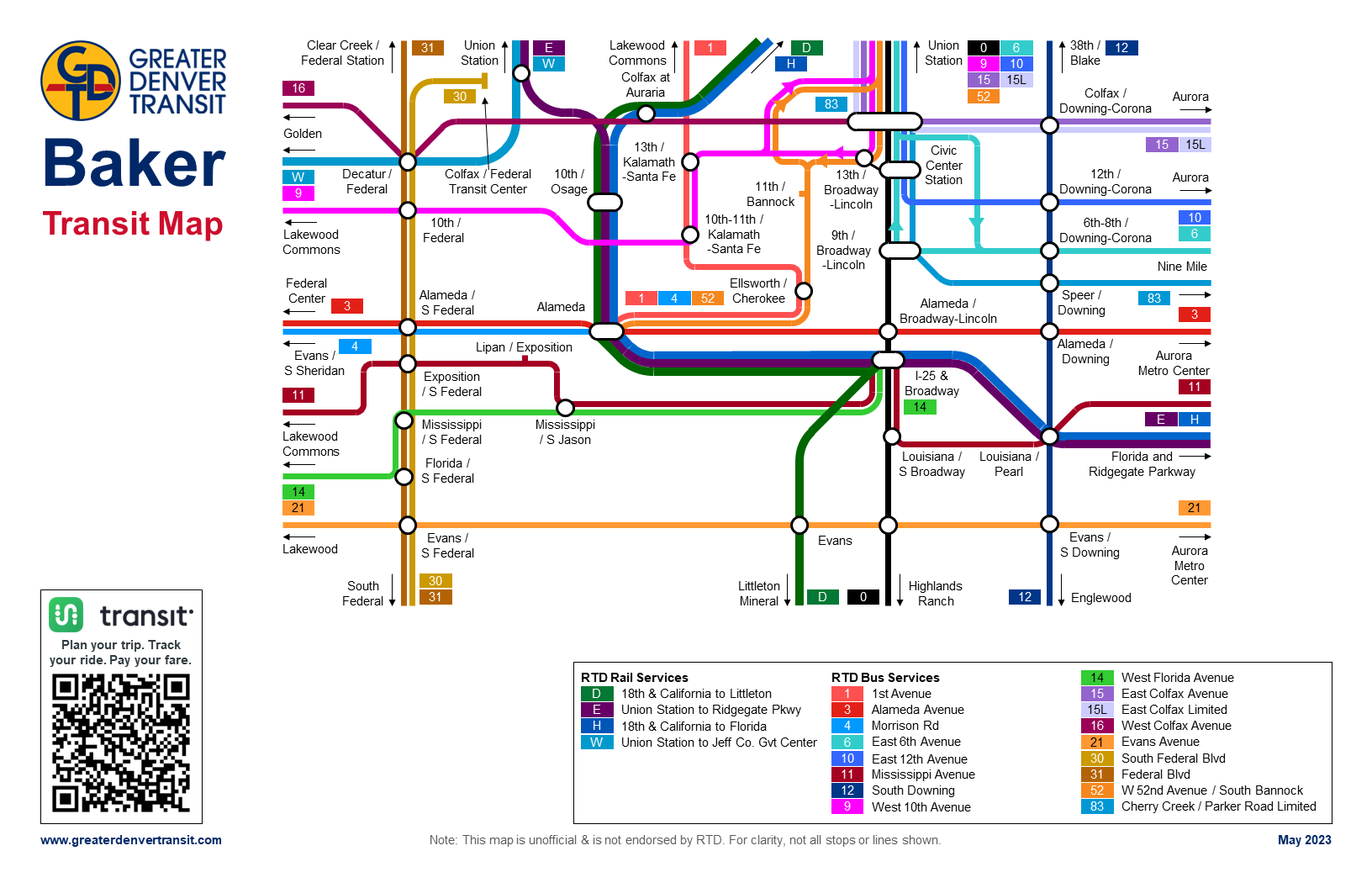 Baker Transit Map - Greater Denver Transit