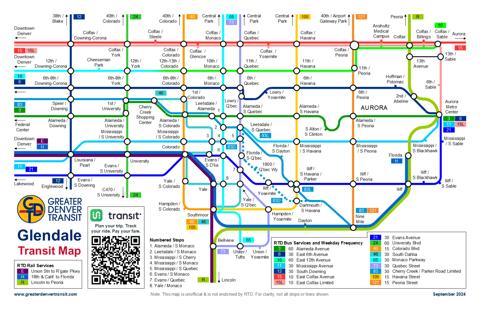 Glendale Transit Map - Greater Denver Transit