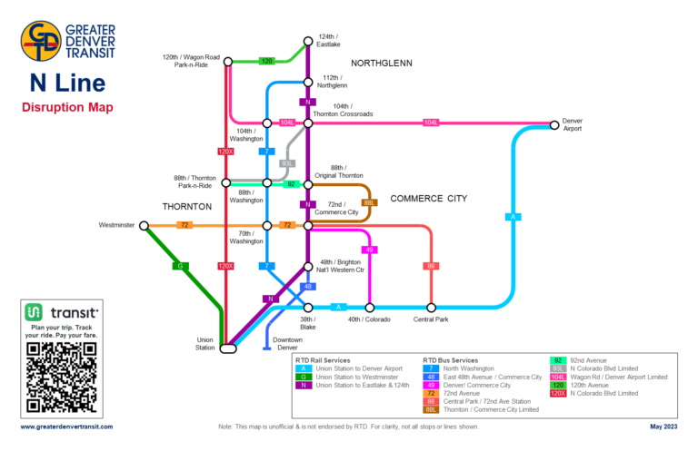 N Line Disruption Map - Greater Denver Transit