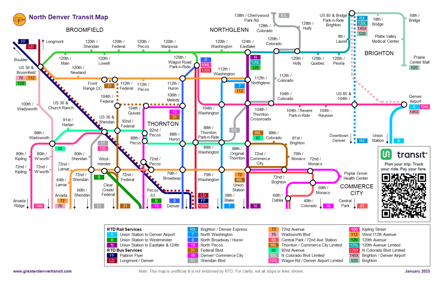 Thornton, Northglenn & Brighton Transit Map - Greater Denver Transit